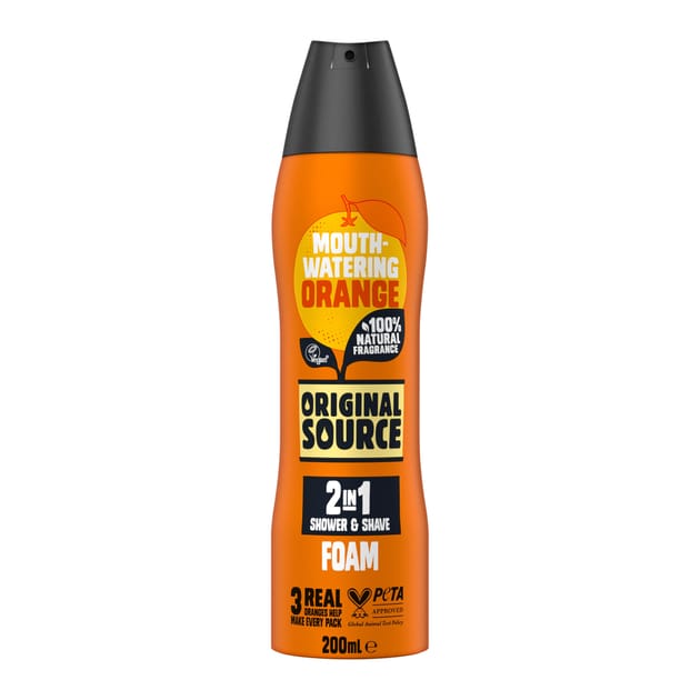 Original Source 2 In 1 Shower and Shave Foam 200ml - Orange | Home Bargains