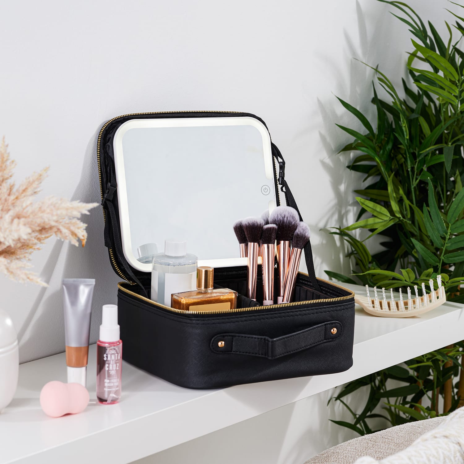 Portable Cosmetic Case with LED Mirror | Home Bargains