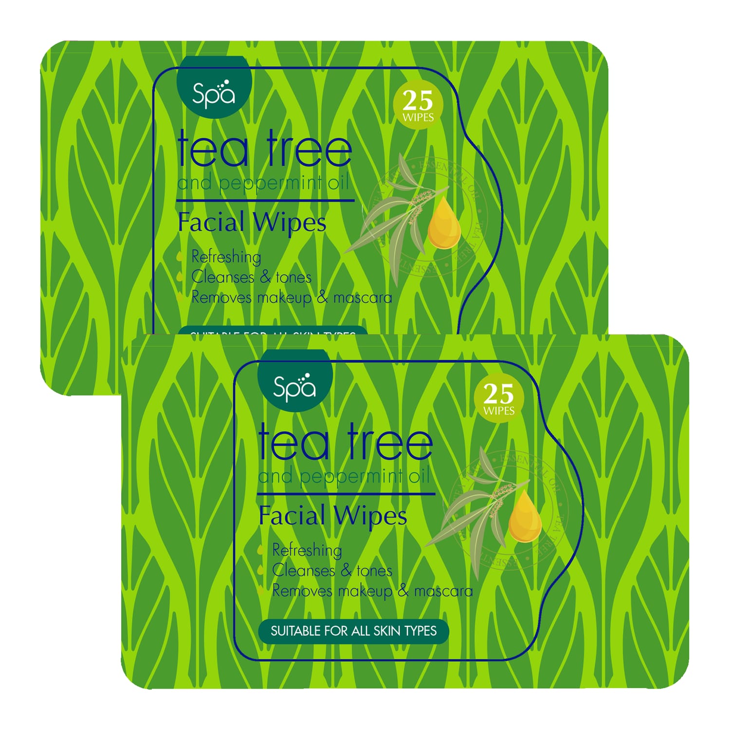 Spa Tea Tree And Peppermint Oil Facial Wipes 25s | Home Bargains