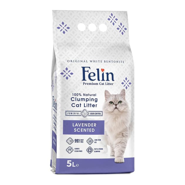 Felin 100% Natural Clumping Cat Litter 5l - Lavender Scented | Home ...