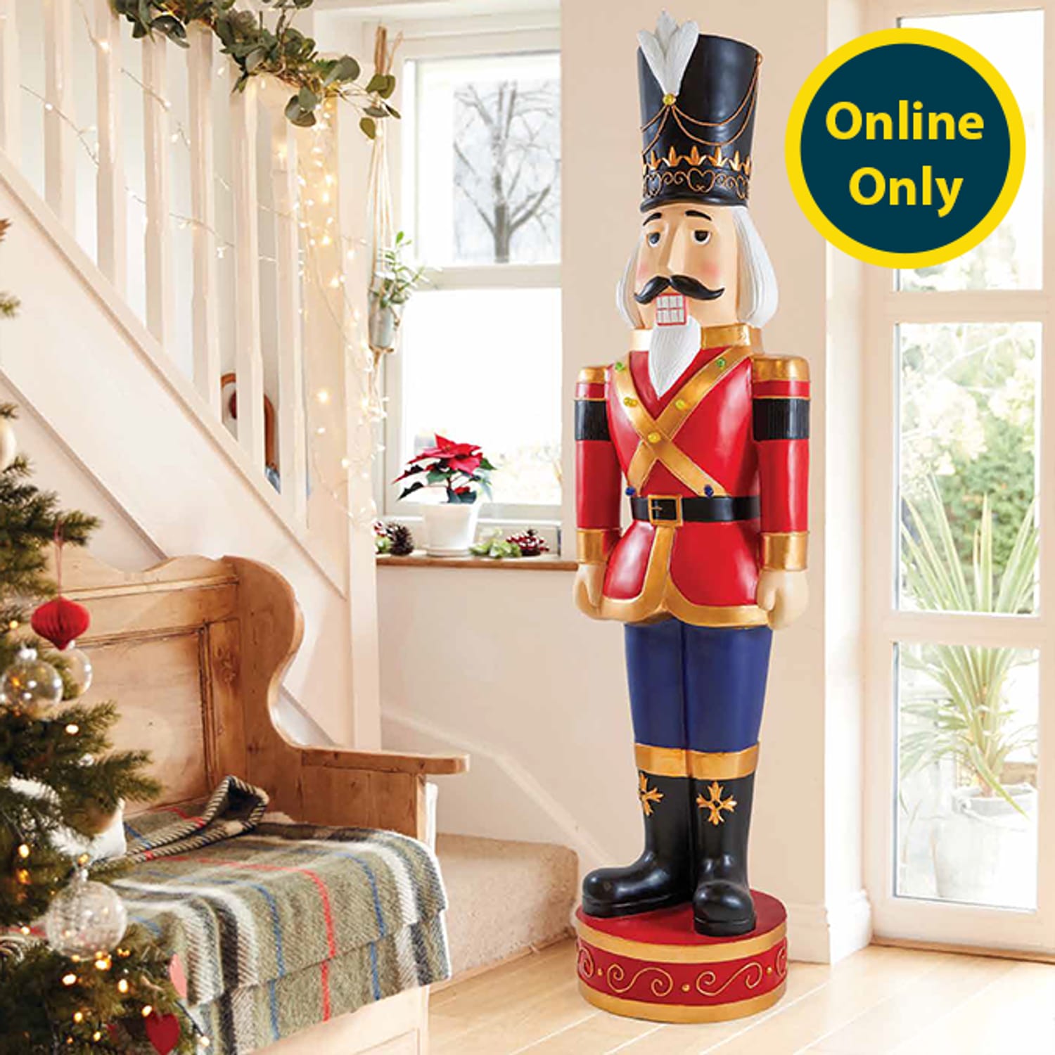 Festive Feeling 1.6m Light-Up Giant Nutcracker | Home Bargains