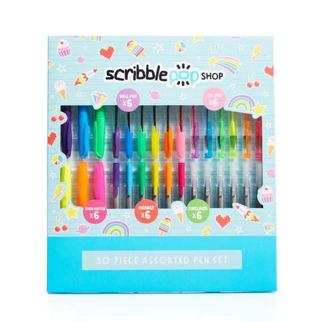 ScribblePop Shop 30 Piece Assorted Pen Set | Home Bargains