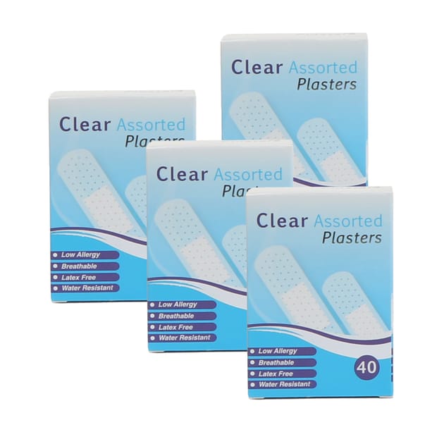 Clear Assorted Plasters 40s x4 | Home Bargains