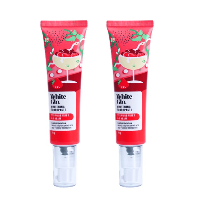 White Glo Whitening Strawberries & Cream Toothpaste 70g x2 | Home Bargains
