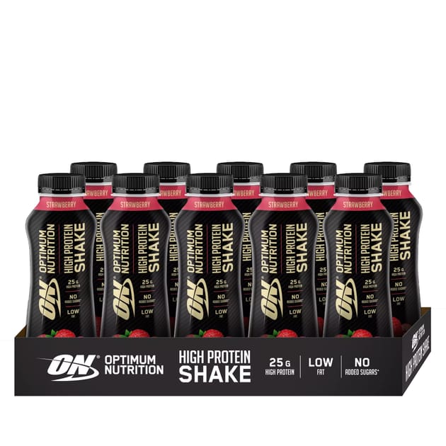 Optimum Nutrition High Protein Shake 10 Pack - Strawberry | Home Bargains