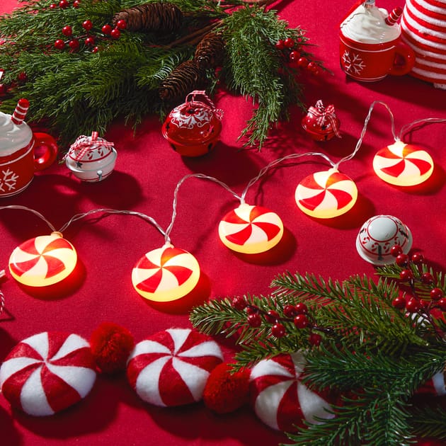 Winter Charm Peppermint Candy String Lights | Home Bargains