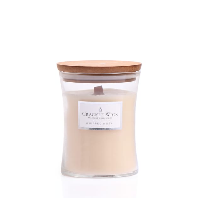 Crackle Wick Crackling Wooden Wick Medium Hourglass Scented Candle - Whipped Musk | Home Bargains