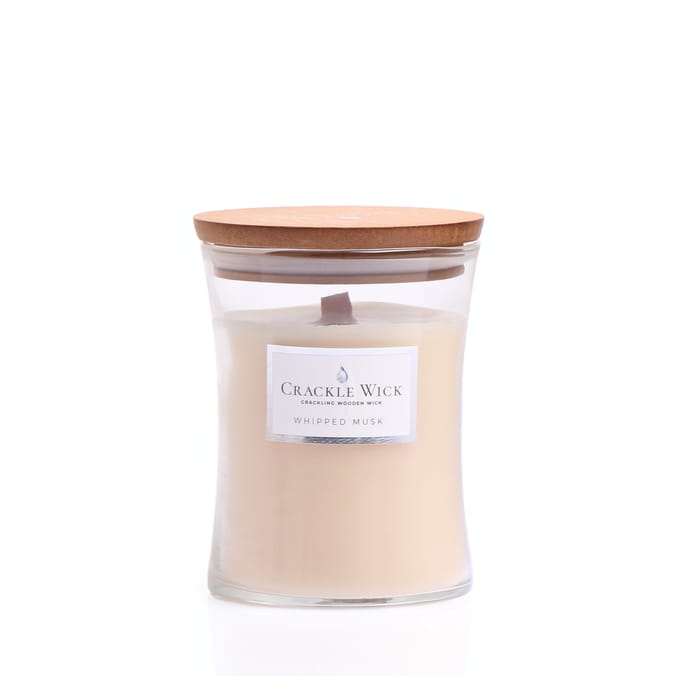 Crackle Wick Crackling Wooden Wick Medium Hourglass Scented Candle - Whipped Musk | Home Bargains