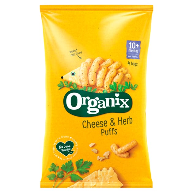 Organix Cheese & Herb Organic Finger Food Toddler Snack Corn Puffs ...