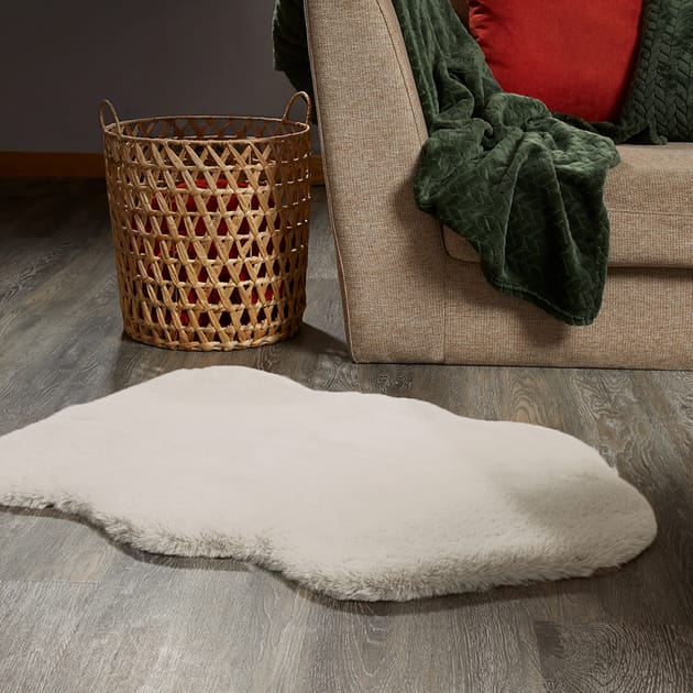 Loft Range Faux Rabbit Fur Rug - Cream | Home Bargains