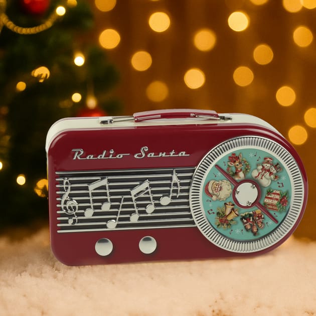 Santa Radio Biscuit Tin 200g | Home Bargains