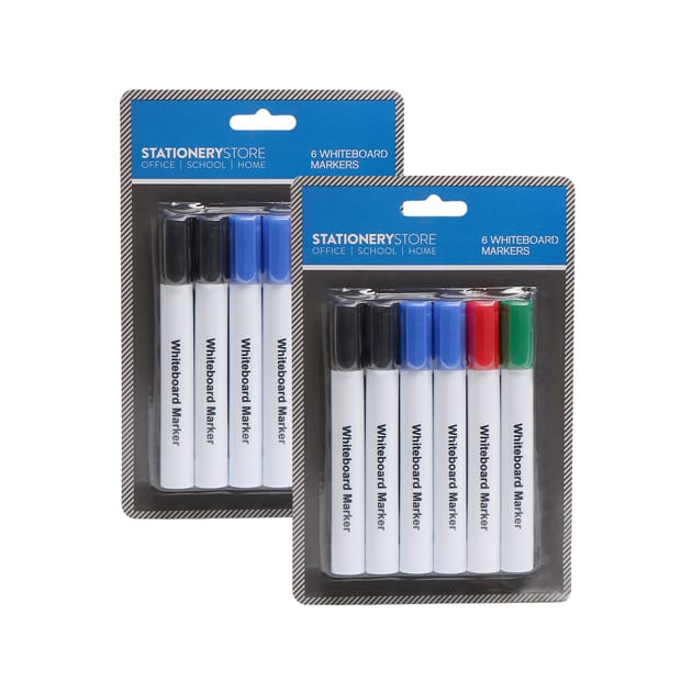 Stationery Essentials White Board Pens 6 Pack x2 | Home Bargains