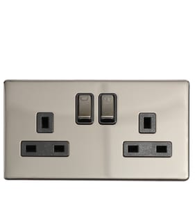 Pifco 13A Brushed Double Socket | Home Bargains