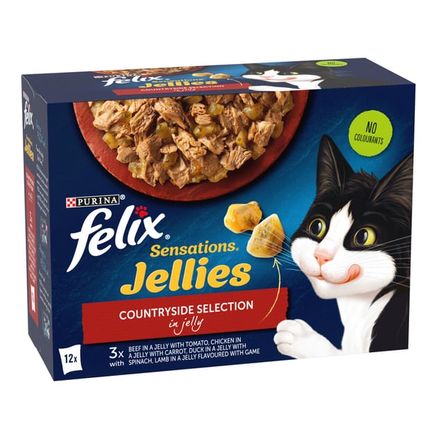 Felix Sensations Jellies Wet Cat Food 12x85g - Countryside Selection ...