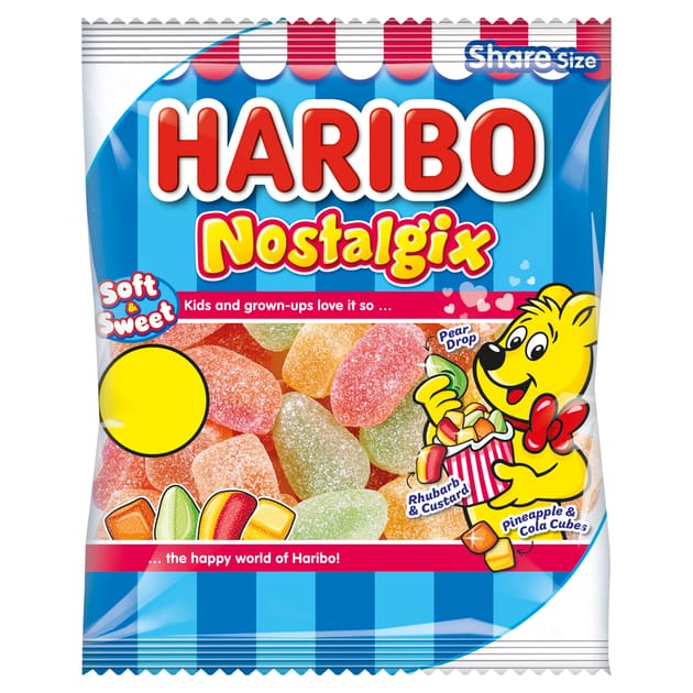 Haribo Nostalgix Sugar Coated Fruit & Cola Flavour Jelly Sweets 140g ...