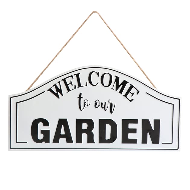 Jardin Metal Hanging Wall Sign - Welcome To Our Garden | Home Bargains