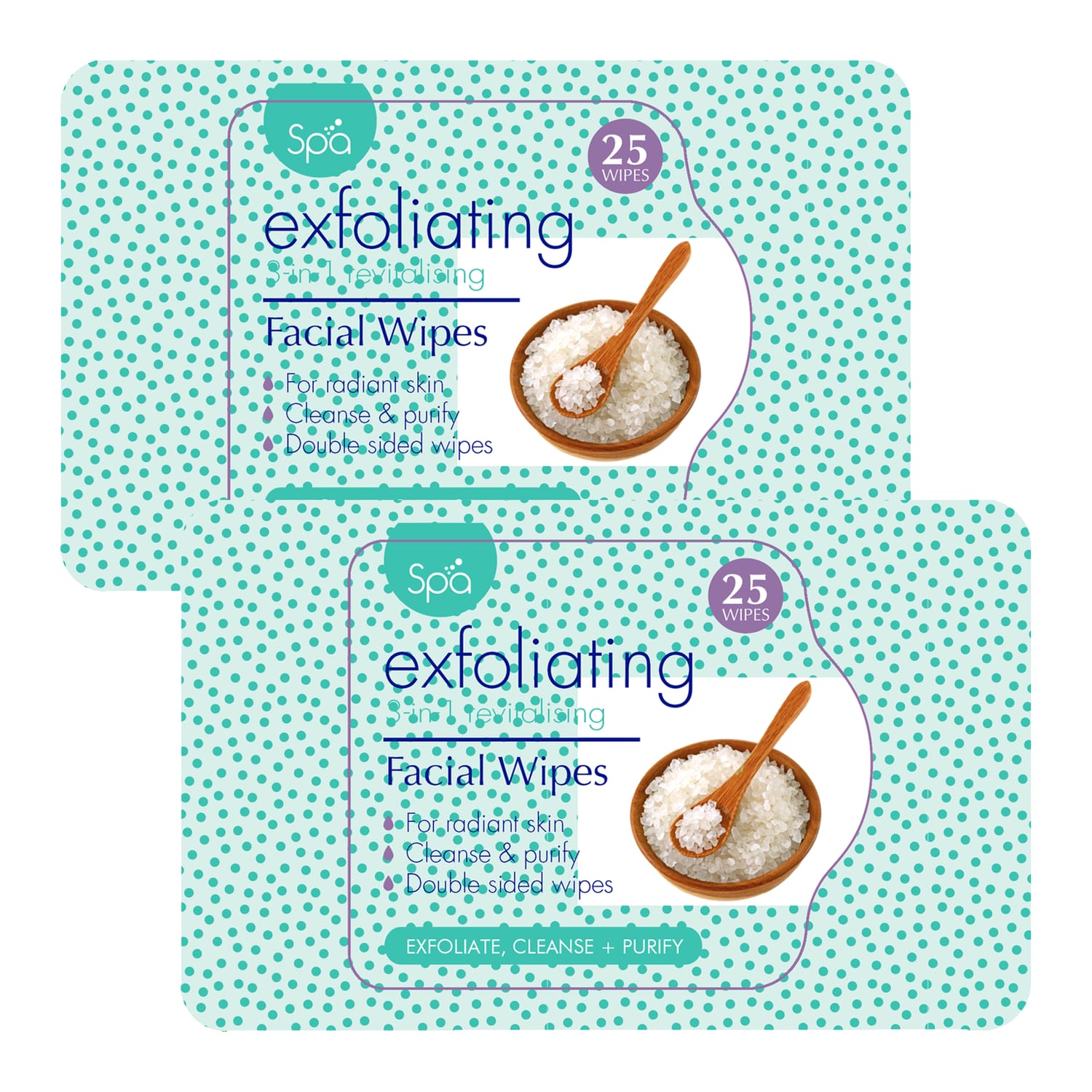 Spa Exfoliating Facial Wipes 25s x2 | Home Bargains