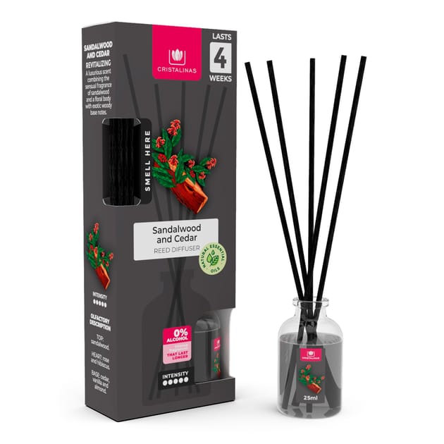 Cristalinas Reed Diffuser 25ml - Sandalwood & Cedar | Home Bargains