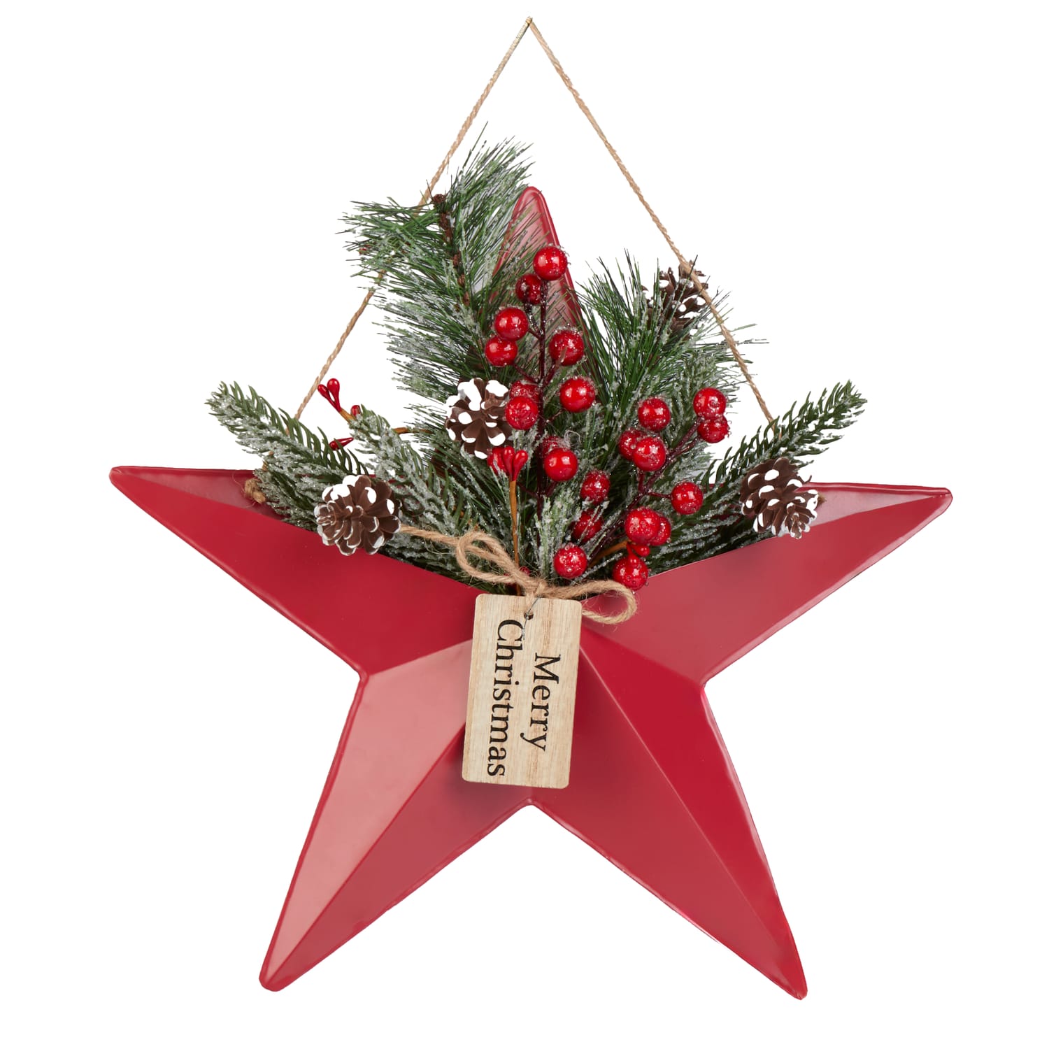 Festive Feeling Metal Hanging Star Plaque | Home Bargains