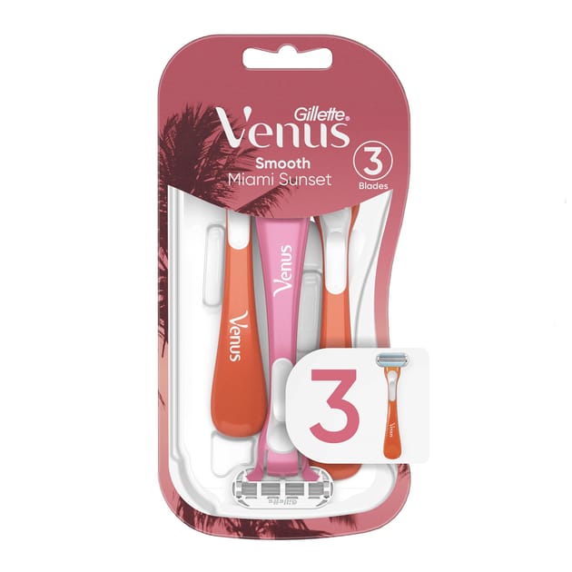 Gillette Venus Smooth Miami Sunset Disposable Razors 3s | Home Bargains