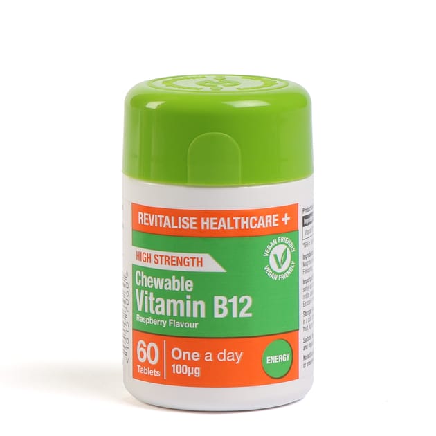 Revitalise Healthcare + Vitamin B12 Chewable Tablets 60s - Raspberry ...