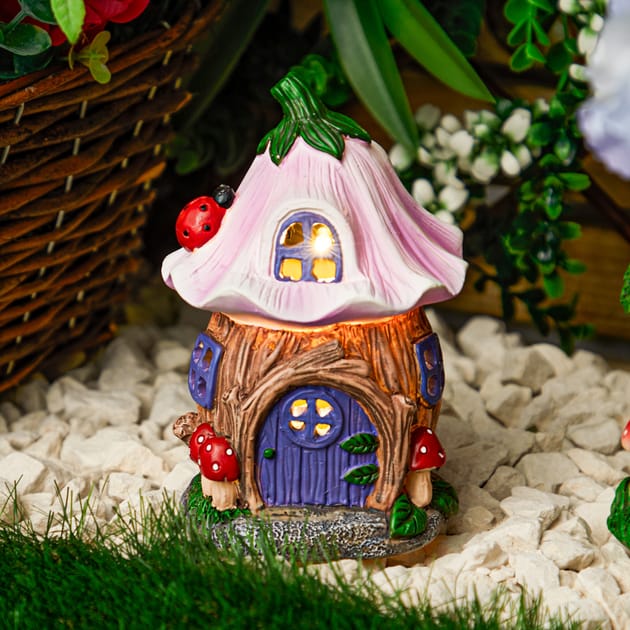 Firefly Solar Light Co Fairy House Solar Light - Pink Roof | Home Bargains