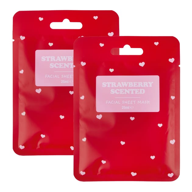 Valentines Sheet Mask - Strawberry x2 | Home Bargains