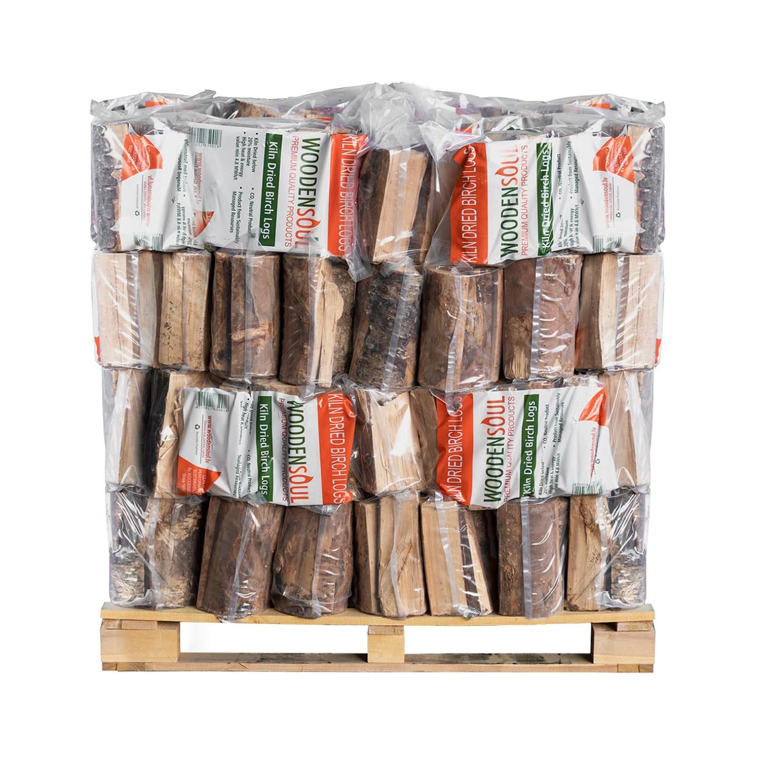 Wooden Soul Kiln Dried Logs Pallet 64x7kg - Birch | Home Bargains