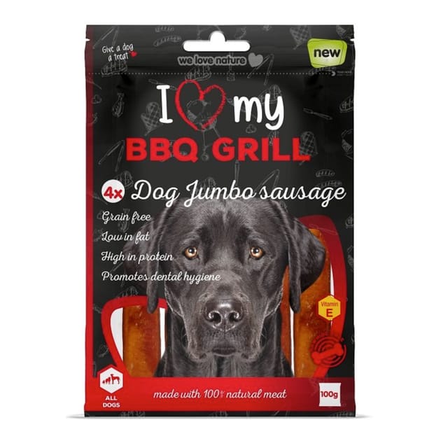 I Love My Pets BBQ Grill Dog Jumbo Sausage 100g | Home Bargains