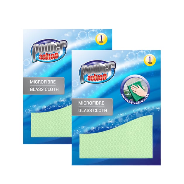Power Action Microfibre Glass Cloth x2 | Home Bargains