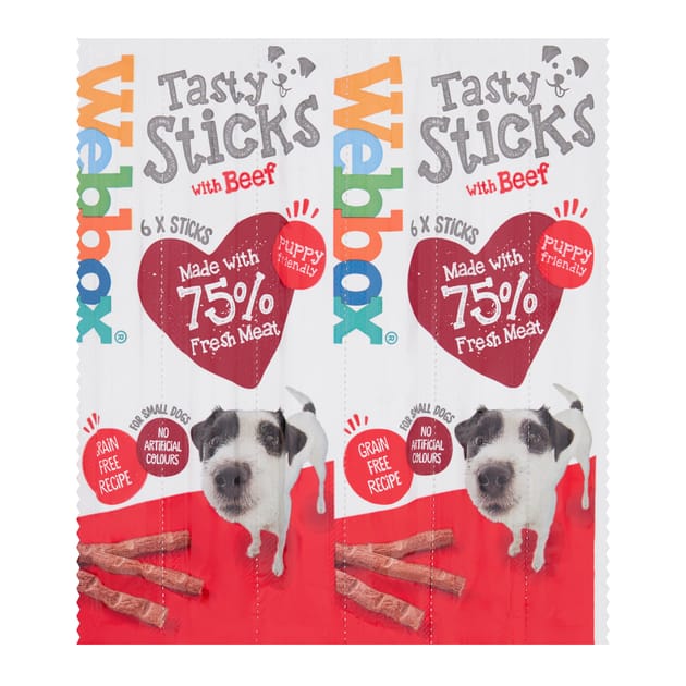 Webbox 6 Tasty Sticks with Beef 30g | Home Bargains