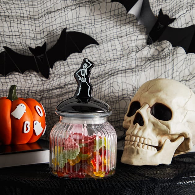 Hallow Scream Sweet Jar With Ceramic Lid - Skeleton | Home Bargains
