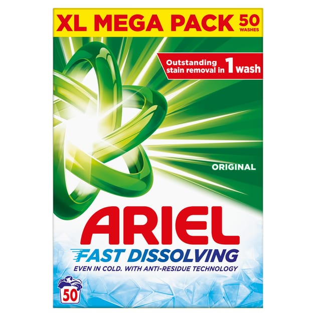 Ariel Original Fast Dissolving Washing Powder 50 Washes 3kg | Home Bargains