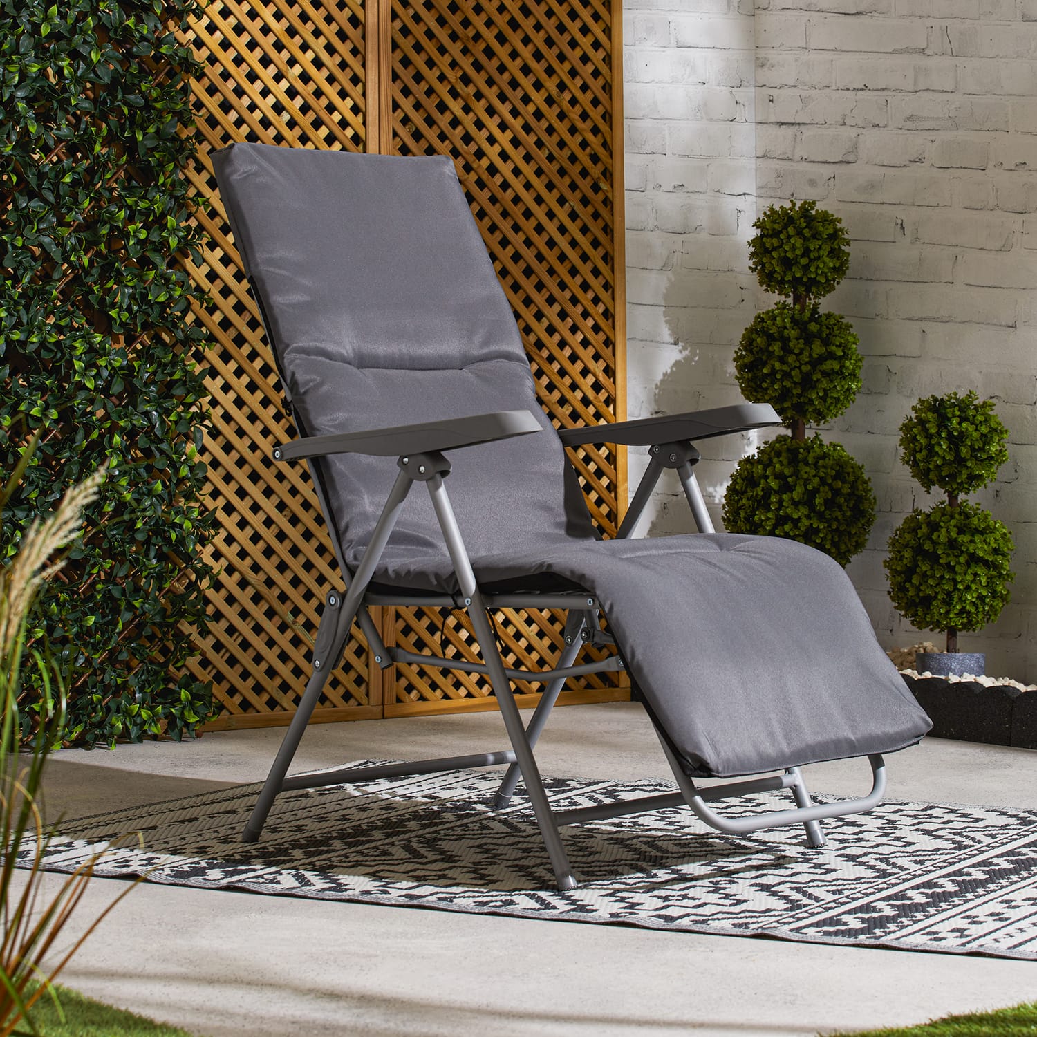 The Outdoor Living Collection Capri Padded Relaxer Chair | Home Bargains
