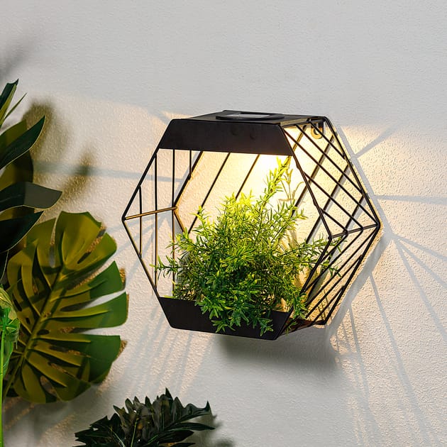 Firefly Hexagonal Wall Planter Solar Light | Home Bargains
