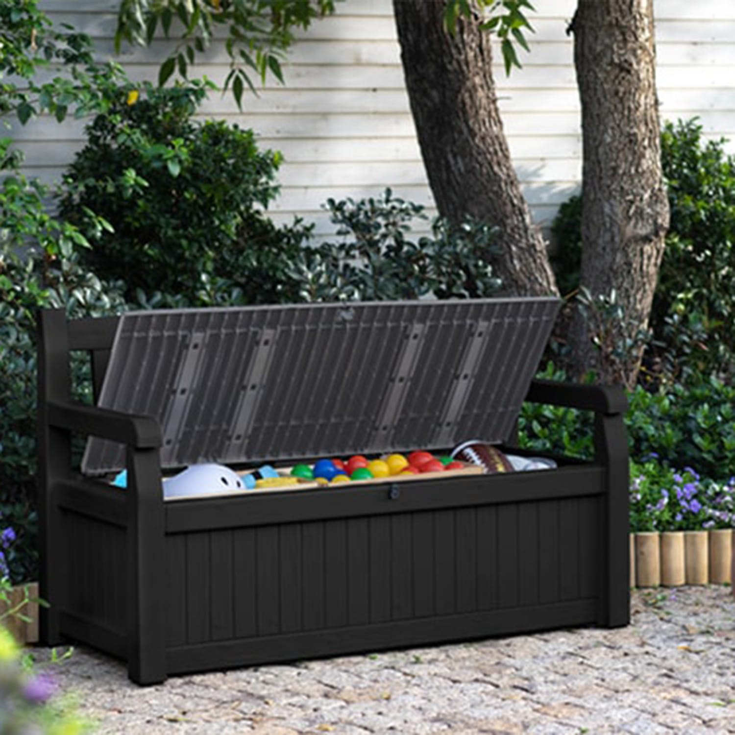 Keter Eden Storage Bench 265l - Grey | Home Bargains