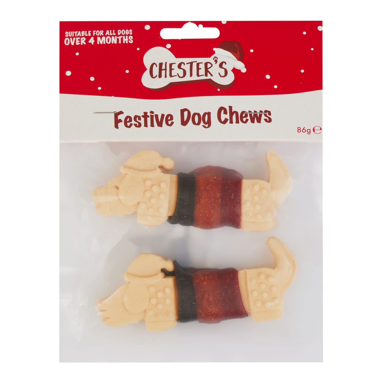 Chester's Festive Dog Chews 86g - Chicken & Duck | Home Bargains