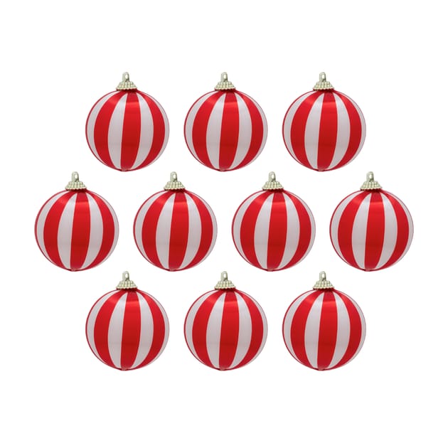 Festive Feeling Stripe Thread Baubles 5 Pack - Red & White x2 | Home ...