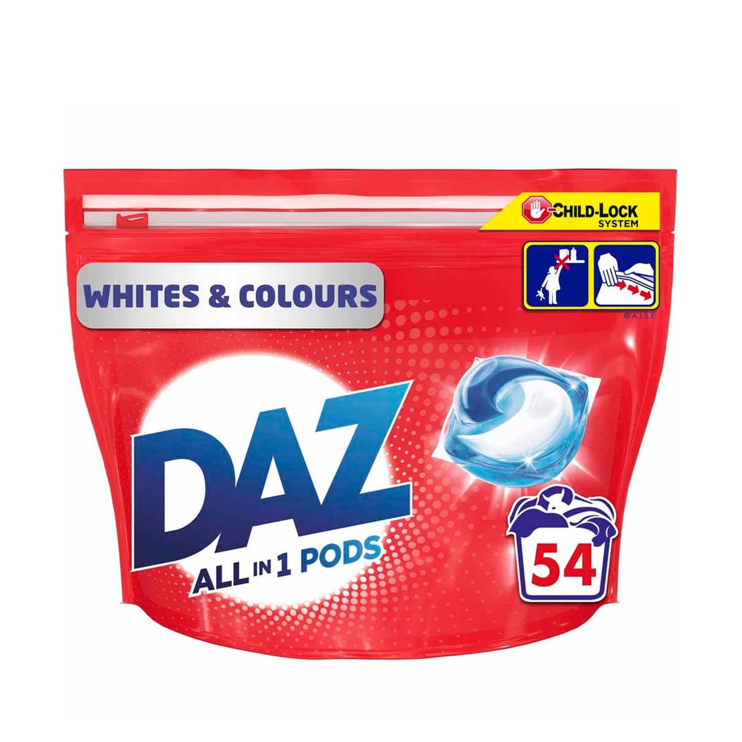 Daz All-In-1 Pods Washing Liquid Capsules For Whites & Colours 54 ...
