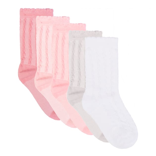Pure Baby Pink Ribbed Socks 5 Pack | Home Bargains