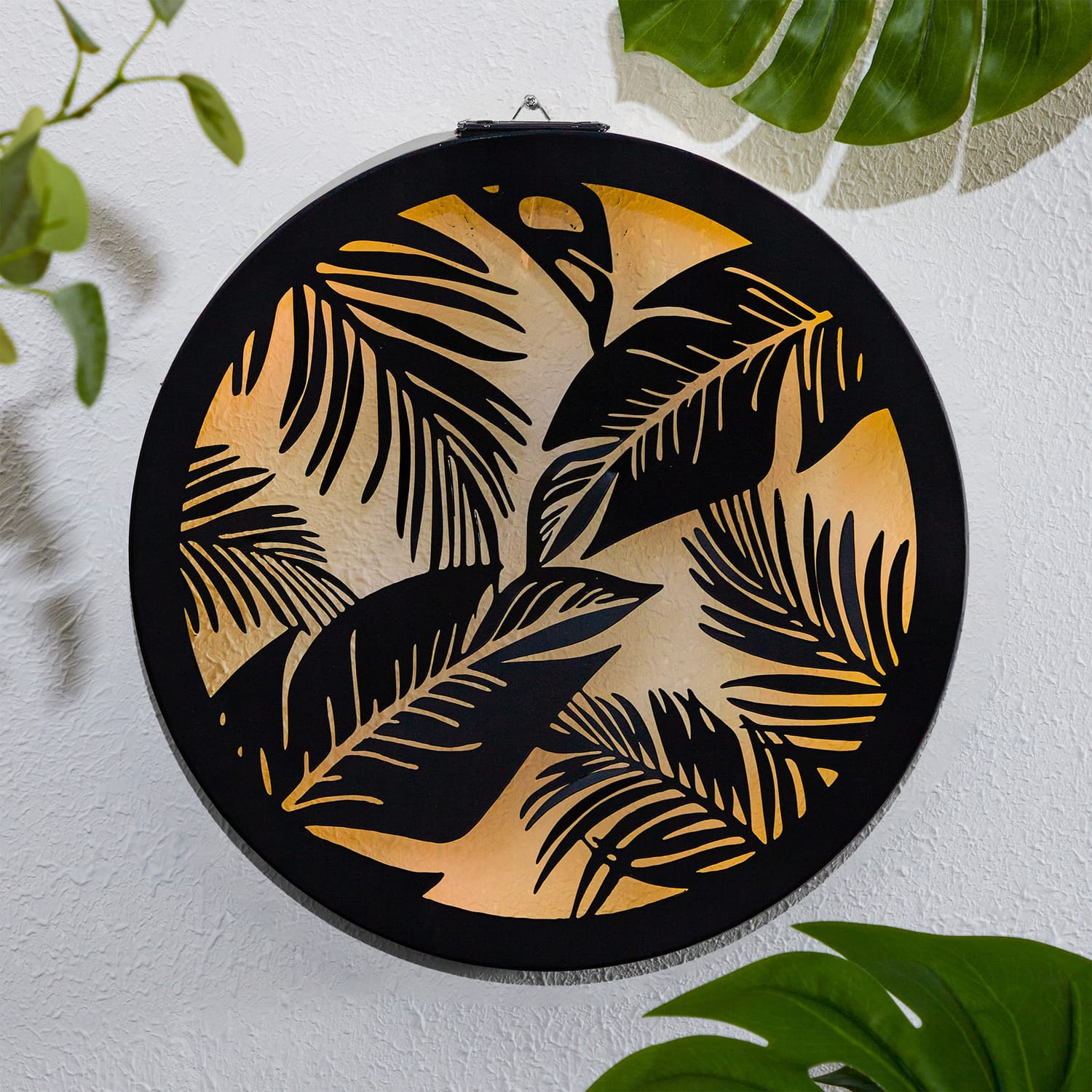 Firefly Metal Wall Art Solar Light Black | Home Bargains