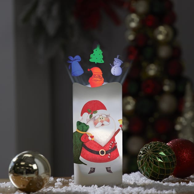 Festive Feeling LED Candle Projector - Santa | Home Bargains