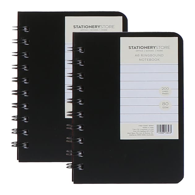 Stationery Store A6 Ringbound Notebook x2 | Home Bargains