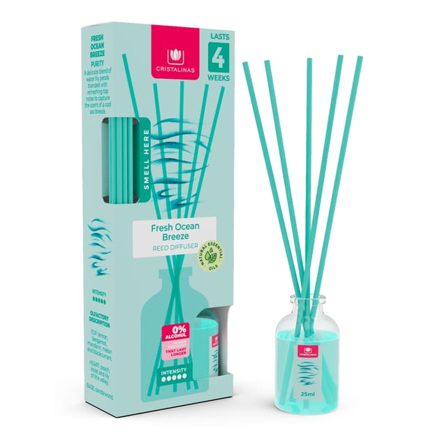 Cristalinas Reed Diffuser 25ml - Fresh Ocean Breeze | Home Bargains