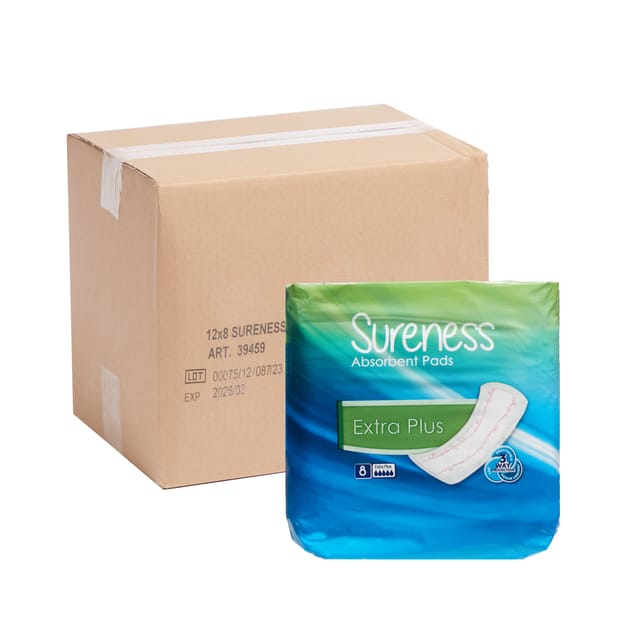 Sureness Absorbent 8s Pads Extra Plus x12 | Home Bargains