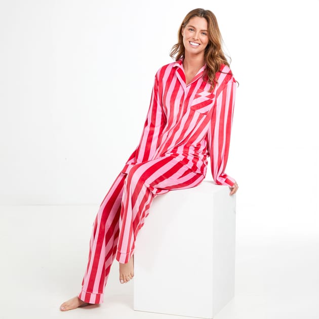 Originals Ladies Pink & Red Stripe Pyjamas | Home Bargains