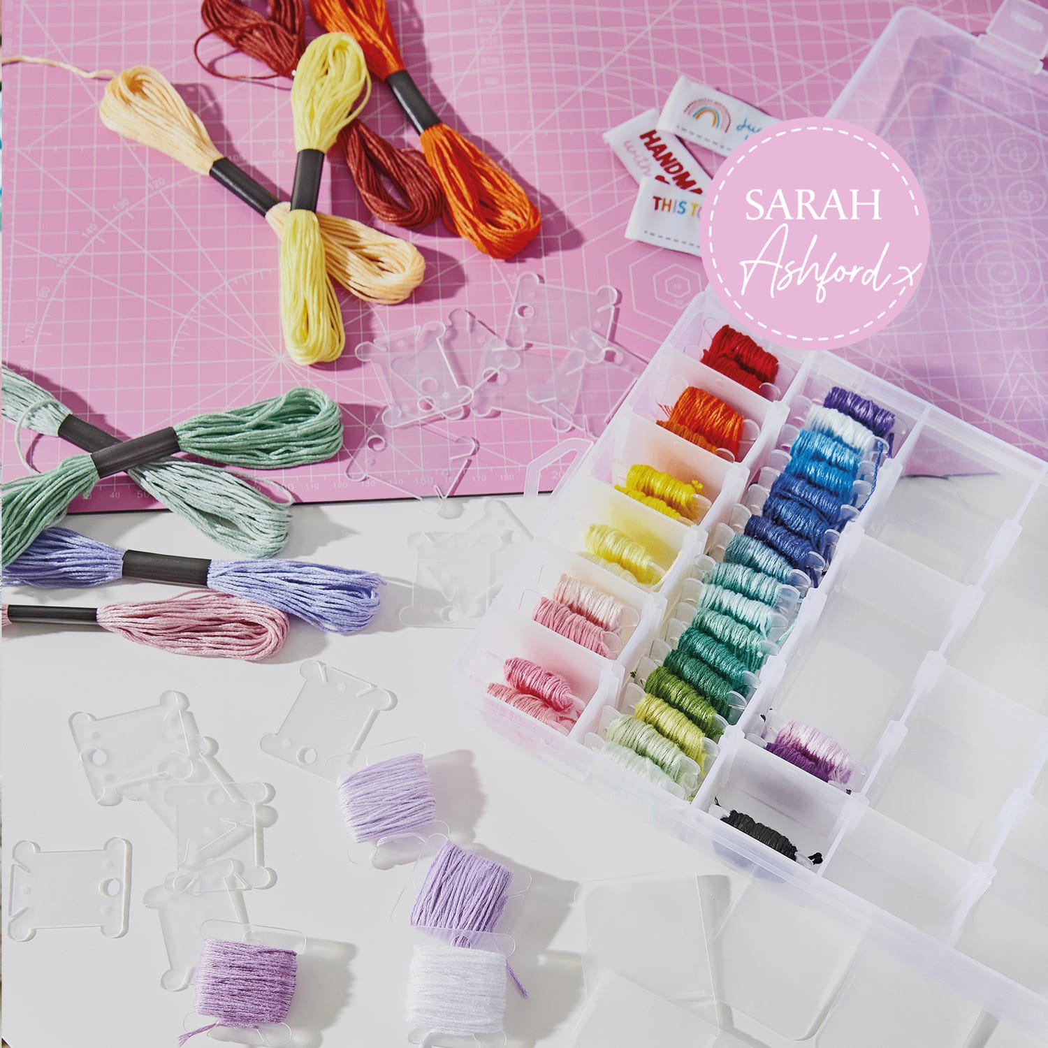 Hand Made With Love Embroidery Threads With Storage Box | Home Bargains