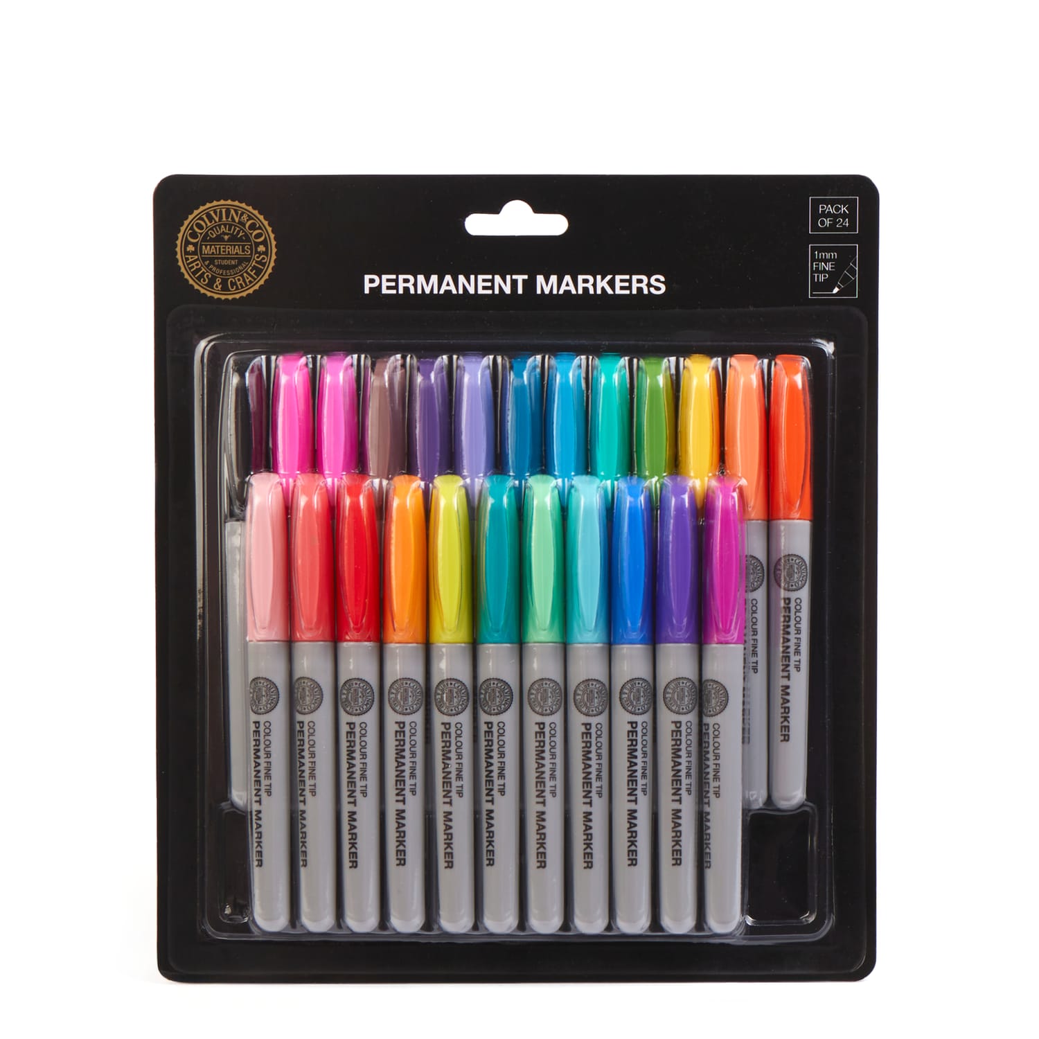 Colvin & Co Permanent Coloured Markers 24 Pack | Home Bargains