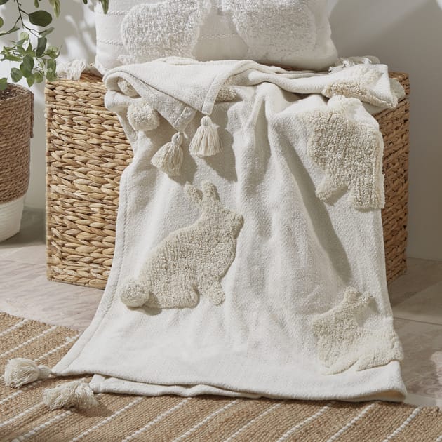 Spring Time Bunny Tufted Throw | Home Bargains