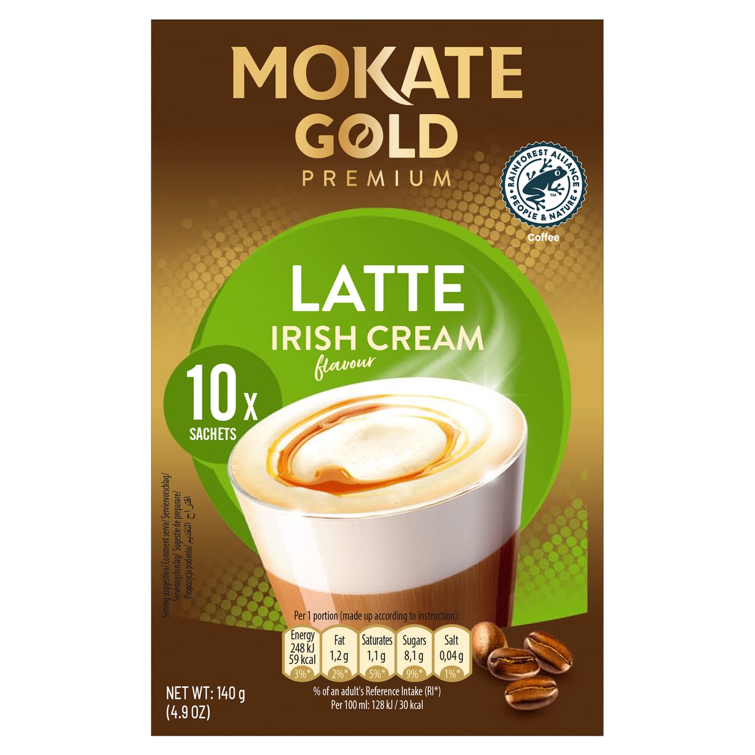Mokate Gold Premium Latte Irish Cream Flavour 10 x 14g | Home Bargains